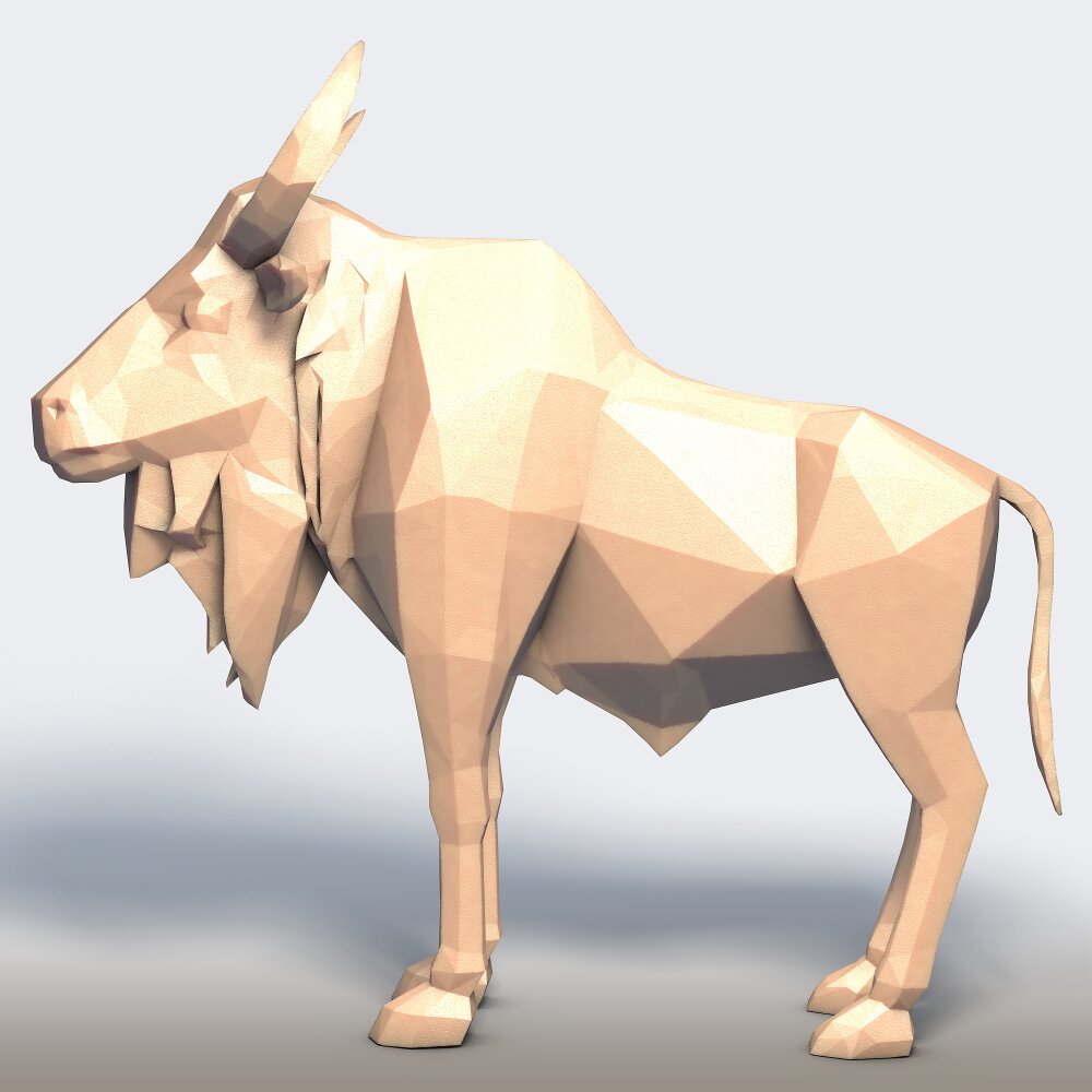 Wildebeest Low Poly 3D Printing Model - Download STL file for Printing ...
