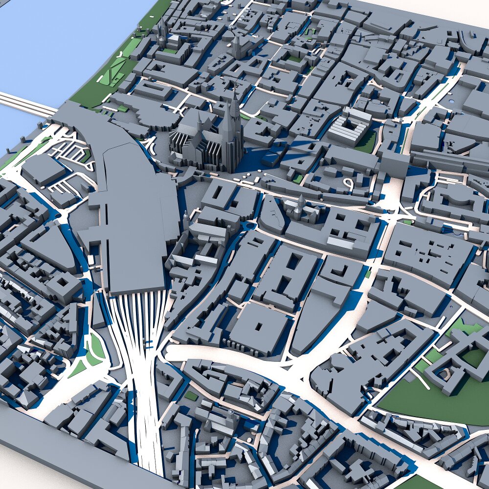 Cologne Cityscape Cologne Cathedral & Rhine River Germany 3D model ...
