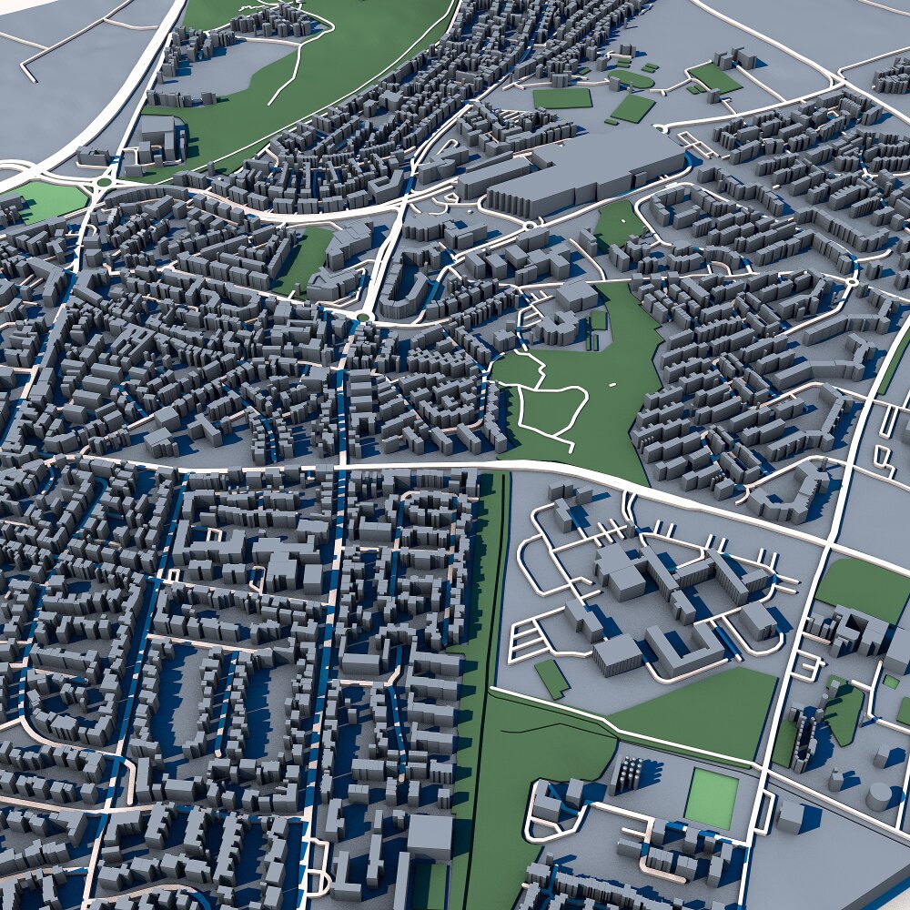 Hurth Town Germany 3D model - Download City on 3DModels.org