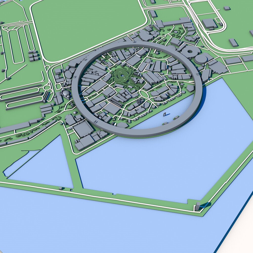 Isla Yumeshima en la Bahía de Osaka Modelo 3D - Descargar Ciudad on ...