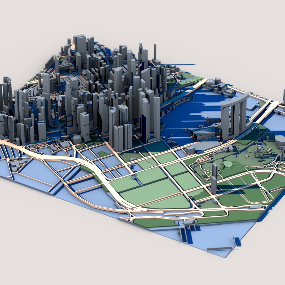 Marina Bay Financial Centre Singapore Skyline Architecture 3D model ...