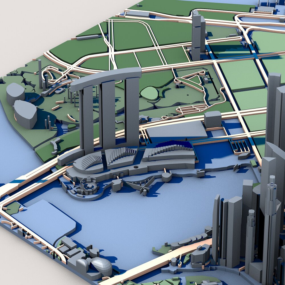 Marina Bay Financial Centre Singapore Skyline Architecture 3D model ...