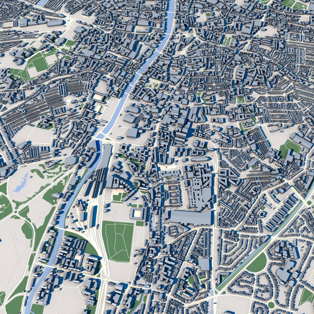 Dublin City Ireland Urban Cityscape 3D model - Download City on ...