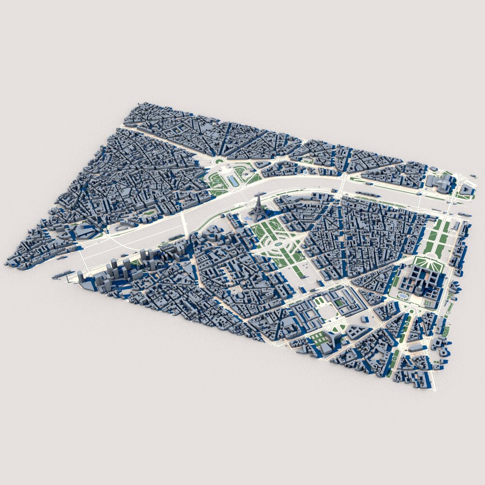 Paris Cityscape with Eiffel Tower France 3D model - Download City on ...