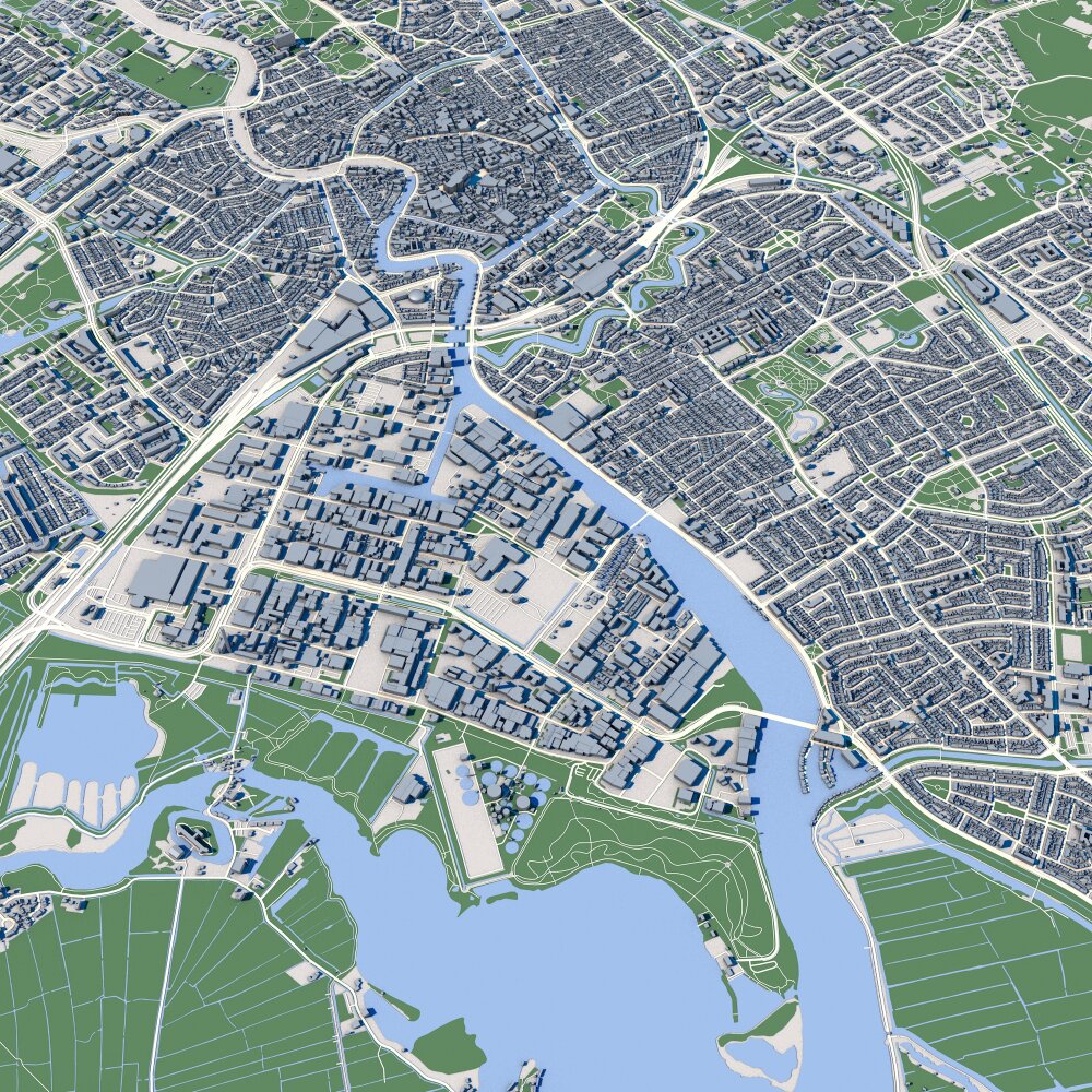Haarlem City Netherlands Map 3D model - Download City on 3DModels.org