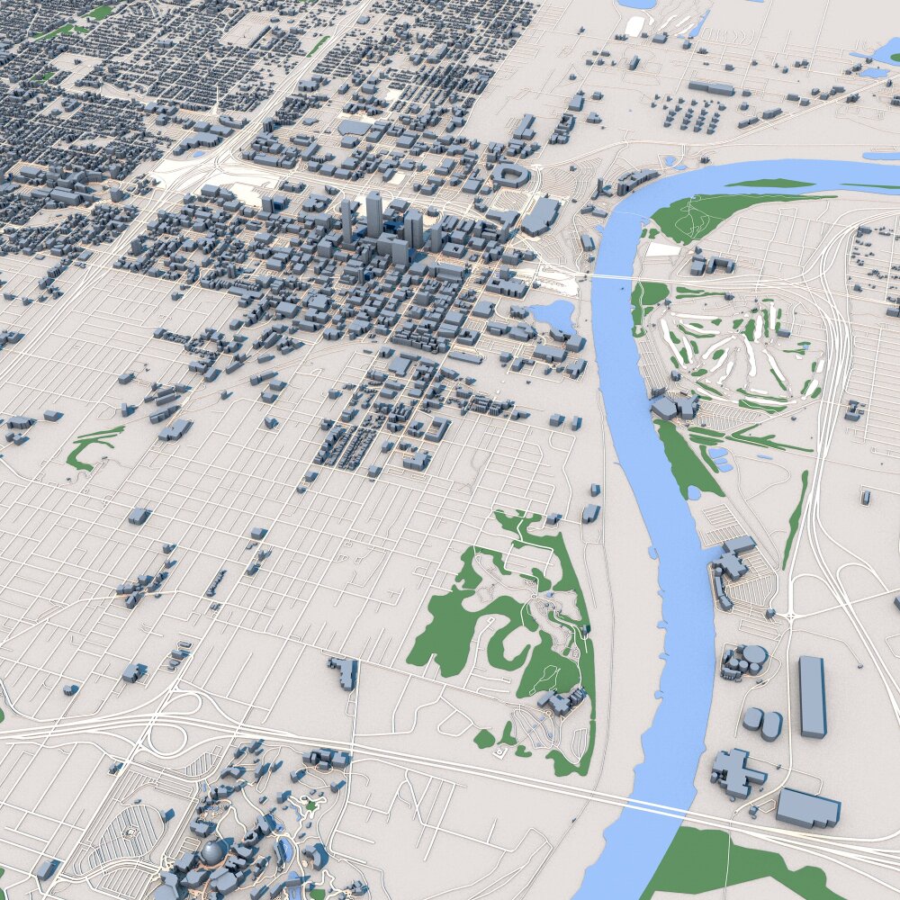 Omaha Cityscape in Nebraska United States 3D model - Download City on ...