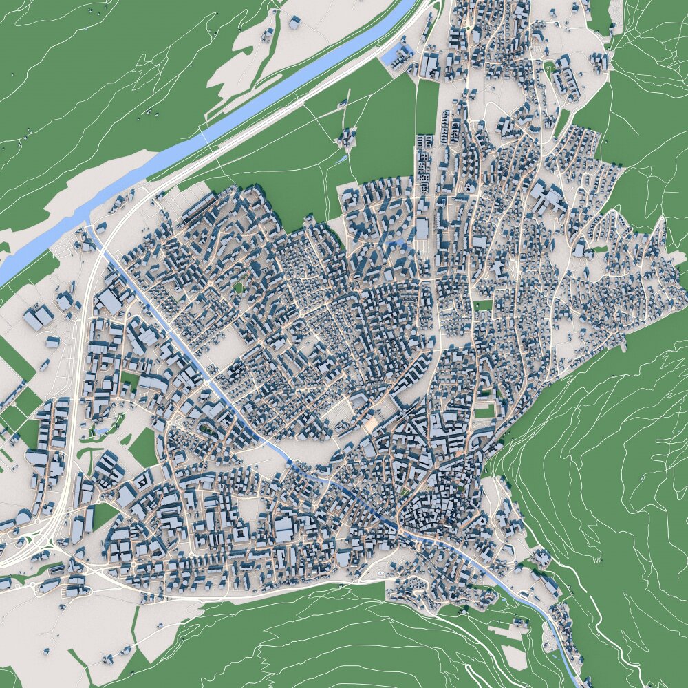 Cityscape map Chur Switzerland 3D model - Download City on 3DModels.org