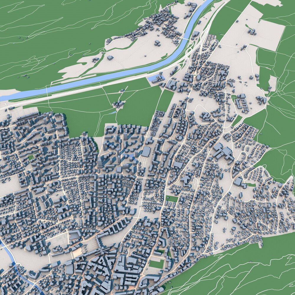 Cityscape map Chur Switzerland 3D model - Download City on 3DModels.org