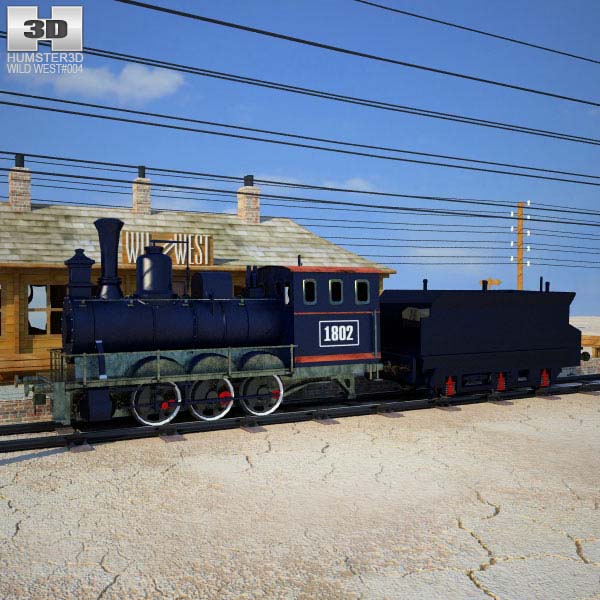 Wild West RailStation with Train 3D model - Download Locomotive on ...