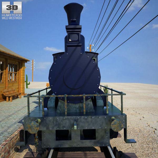 Wild West RailStation with Train 3D model - Download Locomotive on ...