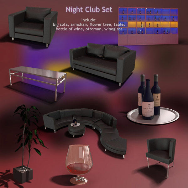 Nightclub 3D model - Download Furniture Set on 3DModels.org
