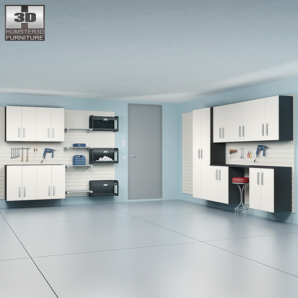 Conjunto de Muebles para Garaje con Armarios de Pared y Mesa de Trabajo ...