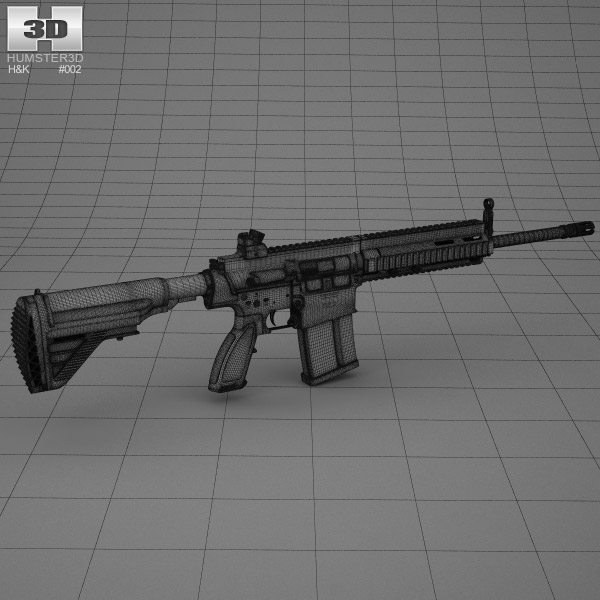 黑克勒与科赫 HK417 精确射手步枪 3D模型 - 下载 步枪 开启 3DModels.org