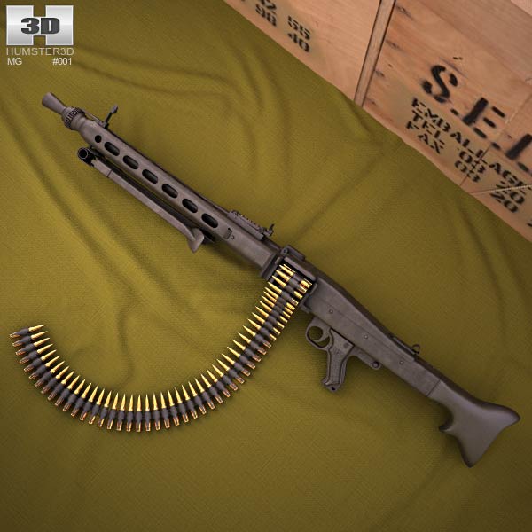 Rheinmetall MG3 machine gun 3D 모델 - 다운로드 Christmas SALE on 3DModels.org