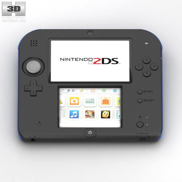 Nintendo 2DS Black + Blue 3D model - Download Game Console on 3DModels.org