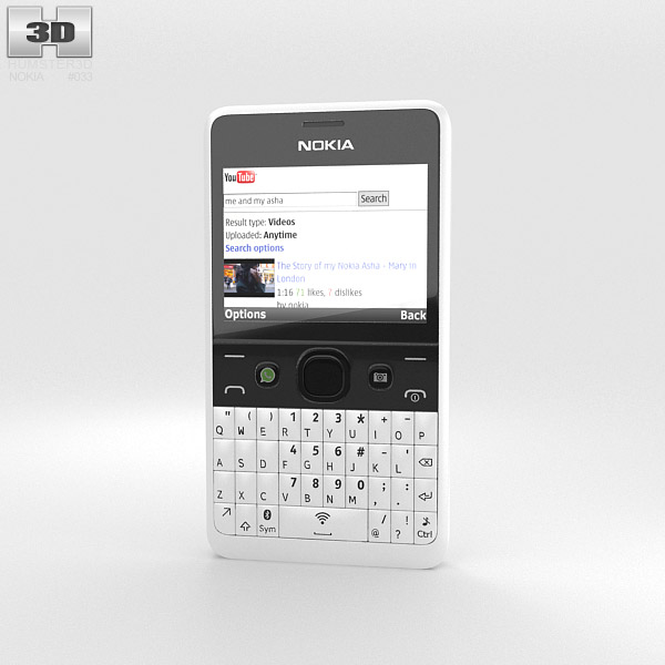 Nokia Asha 210 White 3D model - Download Phones on 3DModels.org