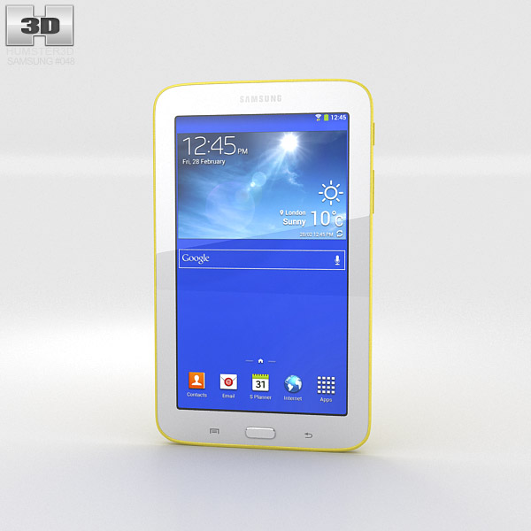 Samsung Galaxy Tab 3 Lite Yellow 3D model - Download Tablet on 3DModels.org