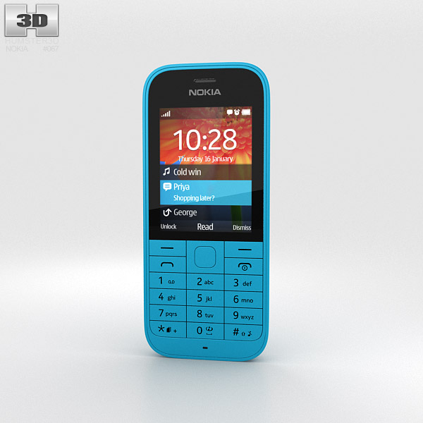 Nokia 220 Cyan 3D model - Download Phones on 3DModels.org