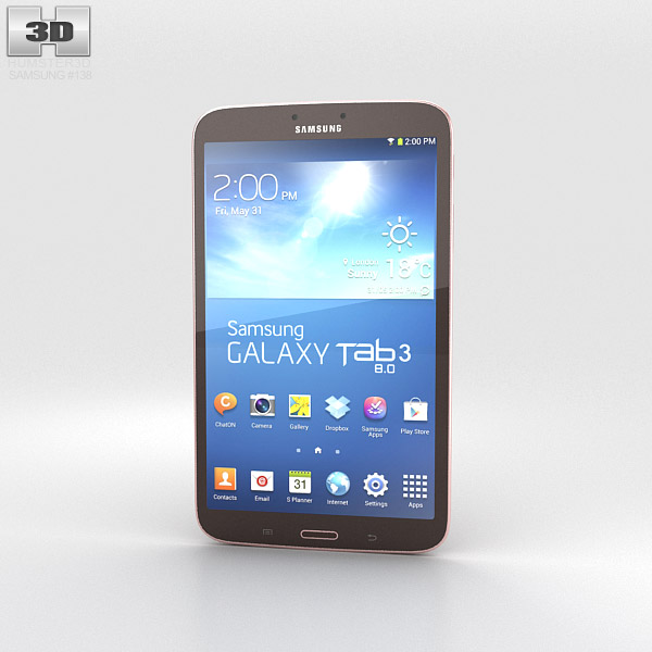 Samsung Galaxy Tab 3 8-inch Gold Brown 3D model - Download Tablet on ...