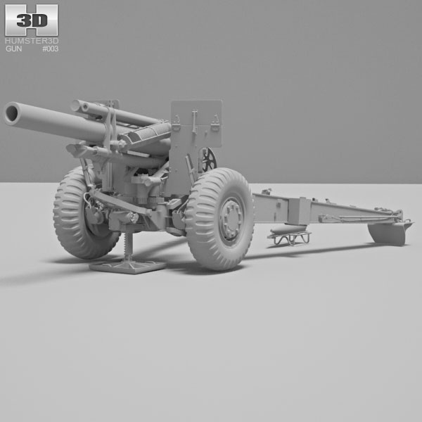 155毫米M114榴弹炮 3D模型 - 下载 大砲 开启 3DModels.org