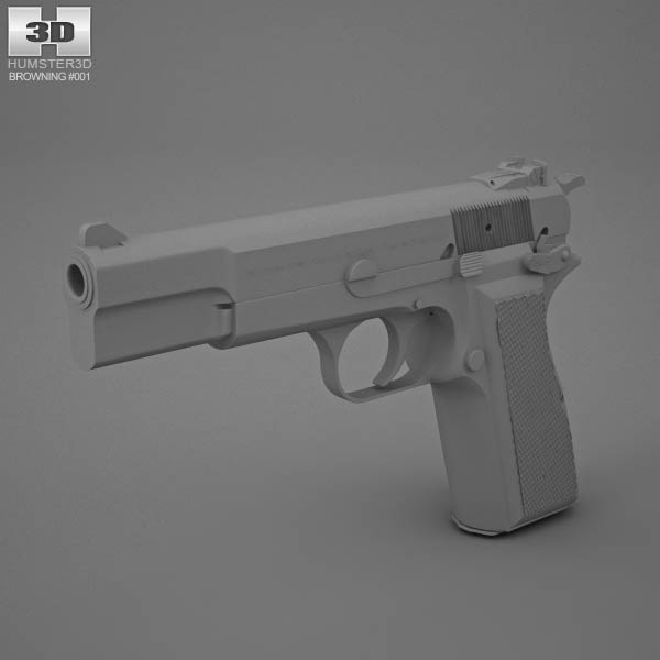 Browning Hi Power 3D model - Download Pistol on 3DModels.org