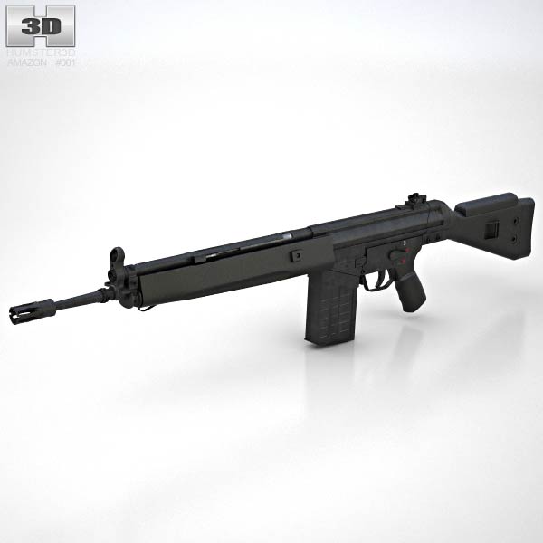 黑克勒-科赫 G3A3 3D模型 - 下载 突击步枪 开启 3DModels.org