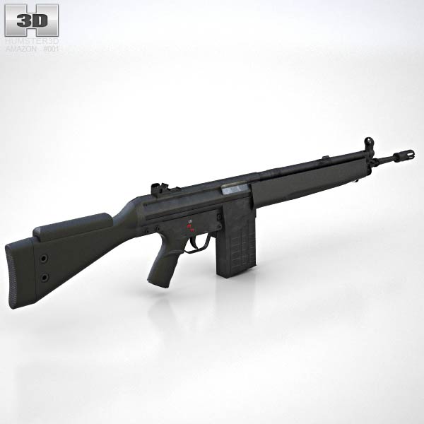 黑克勒-科赫 G3A3 3D模型 - 下载 突击步枪 开启 3DModels.org