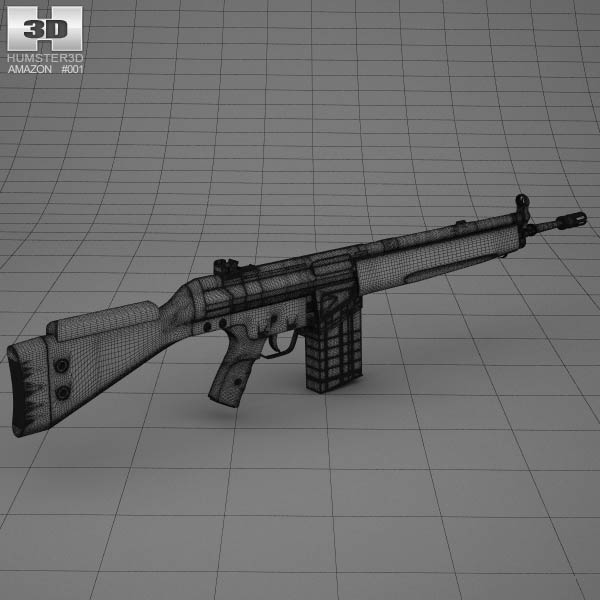 黑克勒-科赫 G3A3 3D模型 - 下载 突击步枪 开启 3DModels.org