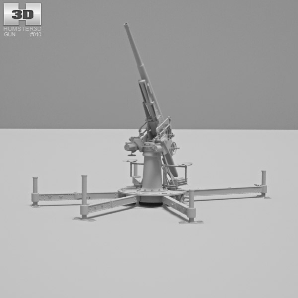 Type 88 75 mm Anti-aircraft Gun 3D model - Download Gun on 3DModels.org
