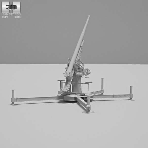Type 88 75 mm Anti-aircraft Gun 3D model - Download Gun on 3DModels.org