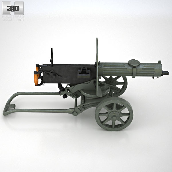 Maxim gun 1910 3D model - Download Machine Gun on 3DModels.org
