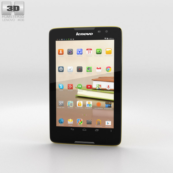Lenovo Tab A8 Yellow 3D model - Download Tablet on 3DModels.org