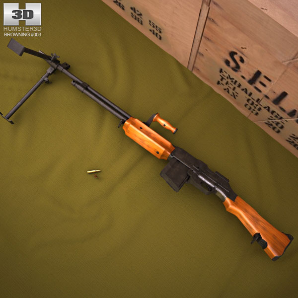 Browning M1918 Automatic Rifle 3D model - Download Machine Gun on ...