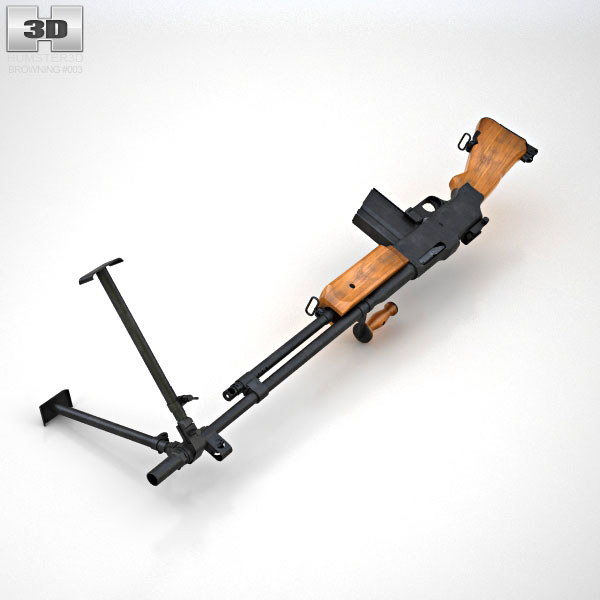 Browning M1918 Automatic Rifle 3D model - Download Machine Gun on ...