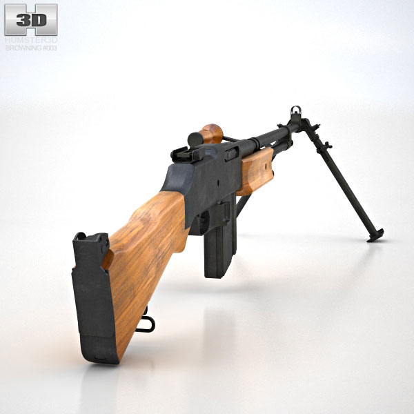 Browning M1918 Automatic Rifle 3D model - Download Machine Gun on ...