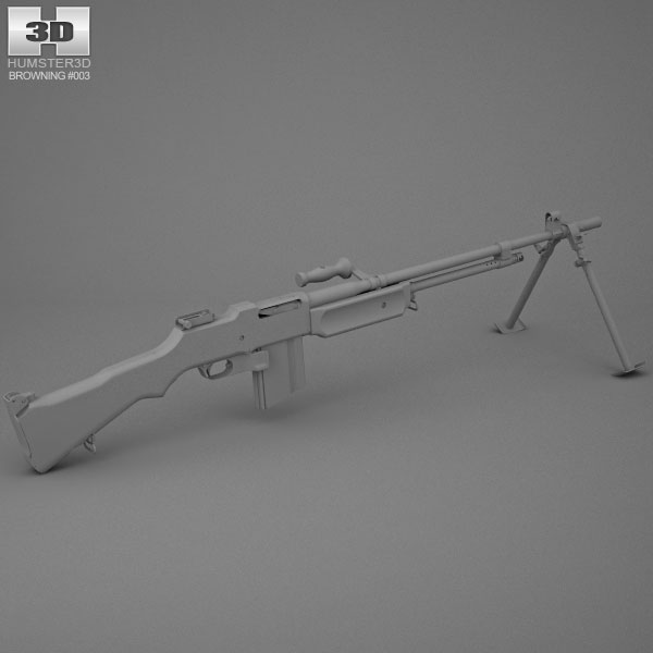 Browning M1918 Automatic Rifle 3D model - Download Machine Gun on ...
