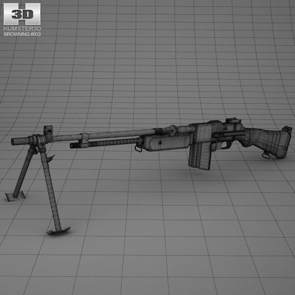 Browning M1918 Automatic Rifle 3D model - Download Machine Gun on ...