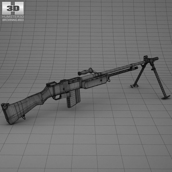 Browning M1918 Automatic Rifle 3D model - Download Machine Gun on ...