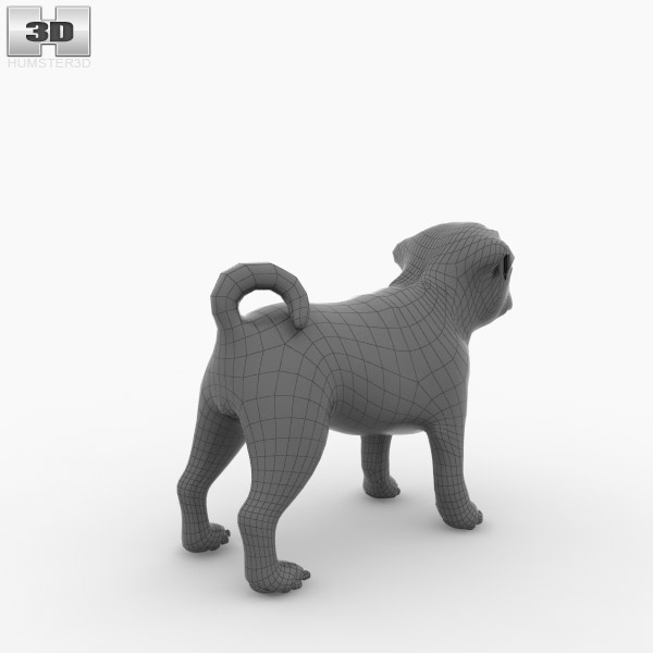 Pug Puppy Low Poly 3D model - Download Mammals on 3DModels.org