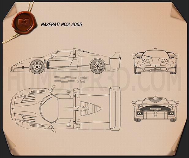 Maserati MC12 Blueprint - 3DModels.org