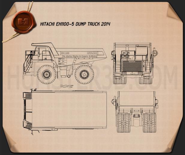 Hitachi EH1100-5 Dump Truck 2014 Blueprint - 3DModels.org