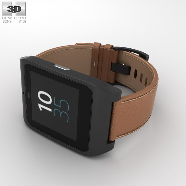 Sony SmartWatch 3 SWR50 Leather Brown 3D model - Download Smart watch ...