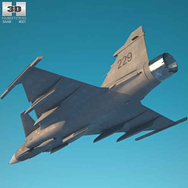 Saab JAS 39 Gripen 3D model - Download Fighter on 3DModels.org