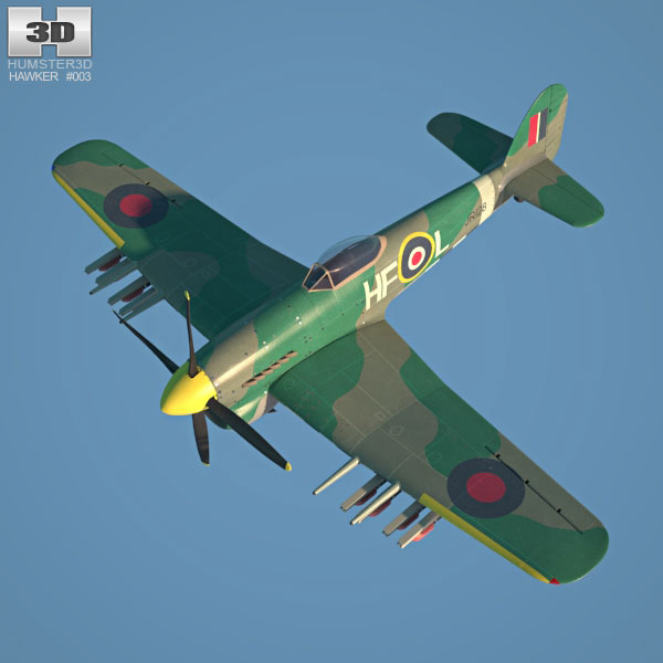 Hawker Typhoon 3D model - Download Fighter on 3DModels.org