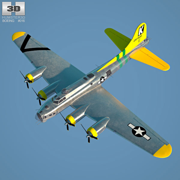 波音 B-17 飞行堡垒 3D模型 - 下载 轰炸机 开启 3DModels.org