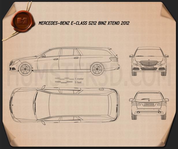 Mercedes-Benz E-class Binz Xtend 2012 Blueprint - 3DModels.org