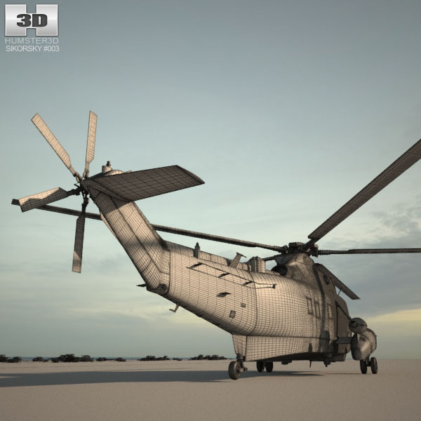 Marine One Sikorsky VH-3D Sea King 3D model - Download Helicopter on ...