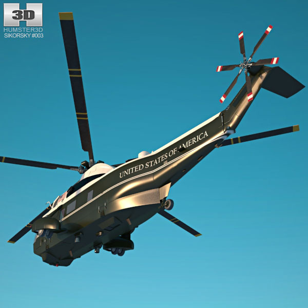Marine One Sikorsky VH-3D Sea King 3D model - Download Helicopter on ...