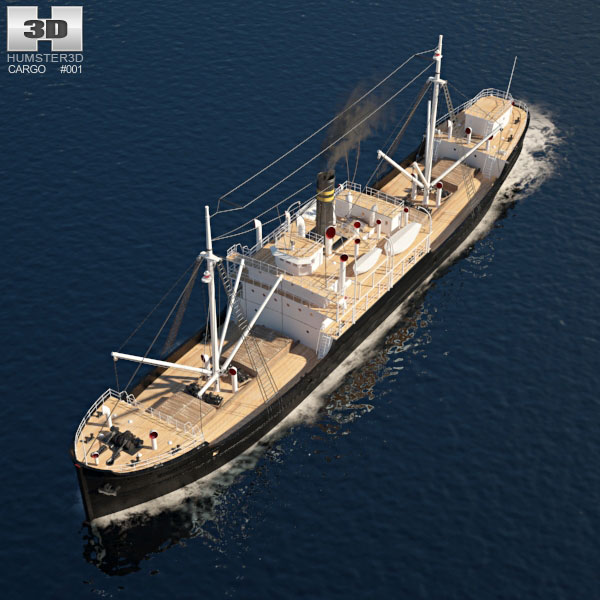 Ferris Cargo Ship 3D 모델 - 다운로드 증기선 on 3DModels.org