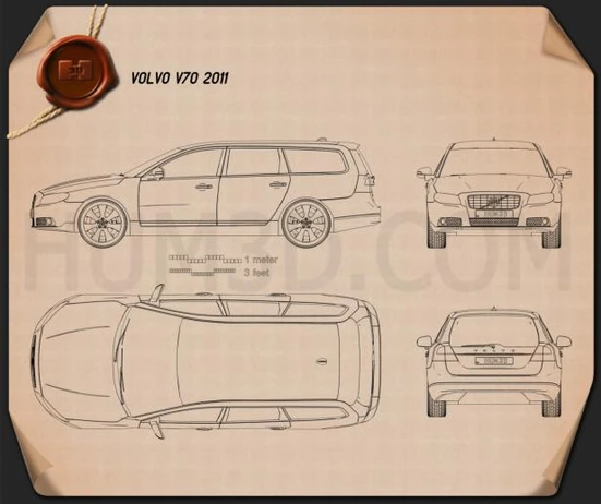 Volvo blueprints PNG olarak indir - 3DModels.org